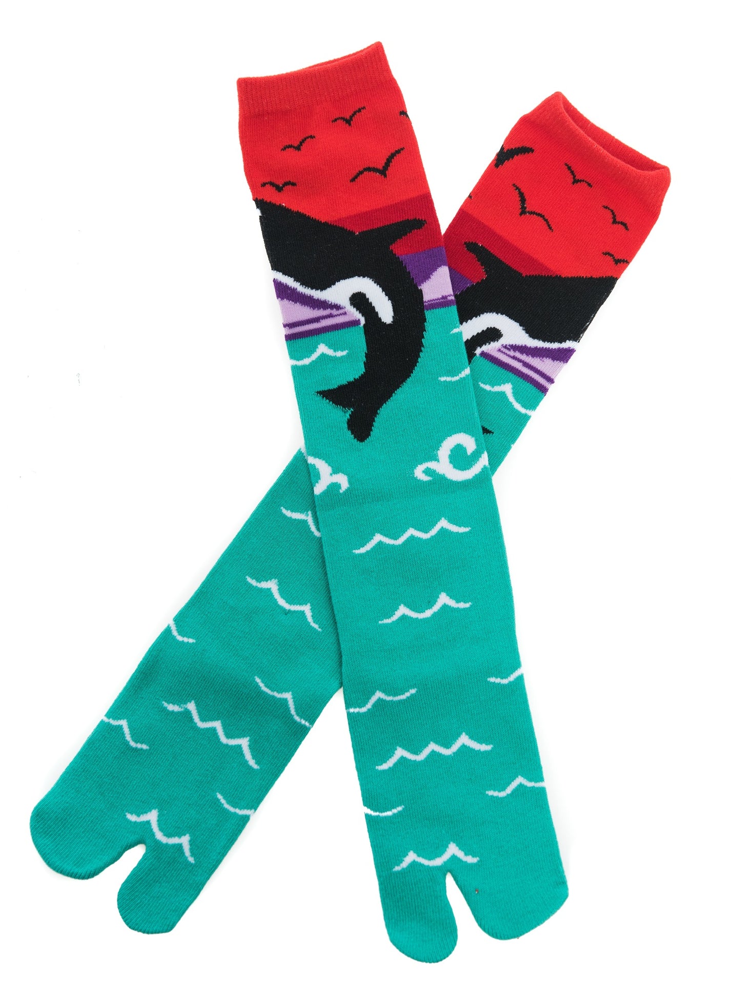 1 Pair - V-Toe Flip-Flop Tabi Socks - Fun Orca Style – V-Toe Socks, Inc